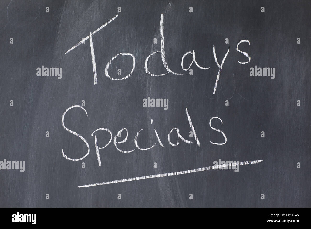 Blackboard with words todays specials written on it Stock Photo - Alamy
