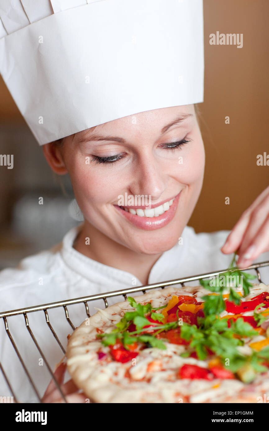 Portrait female pizza chef hi-res stock photography and images - Alamy