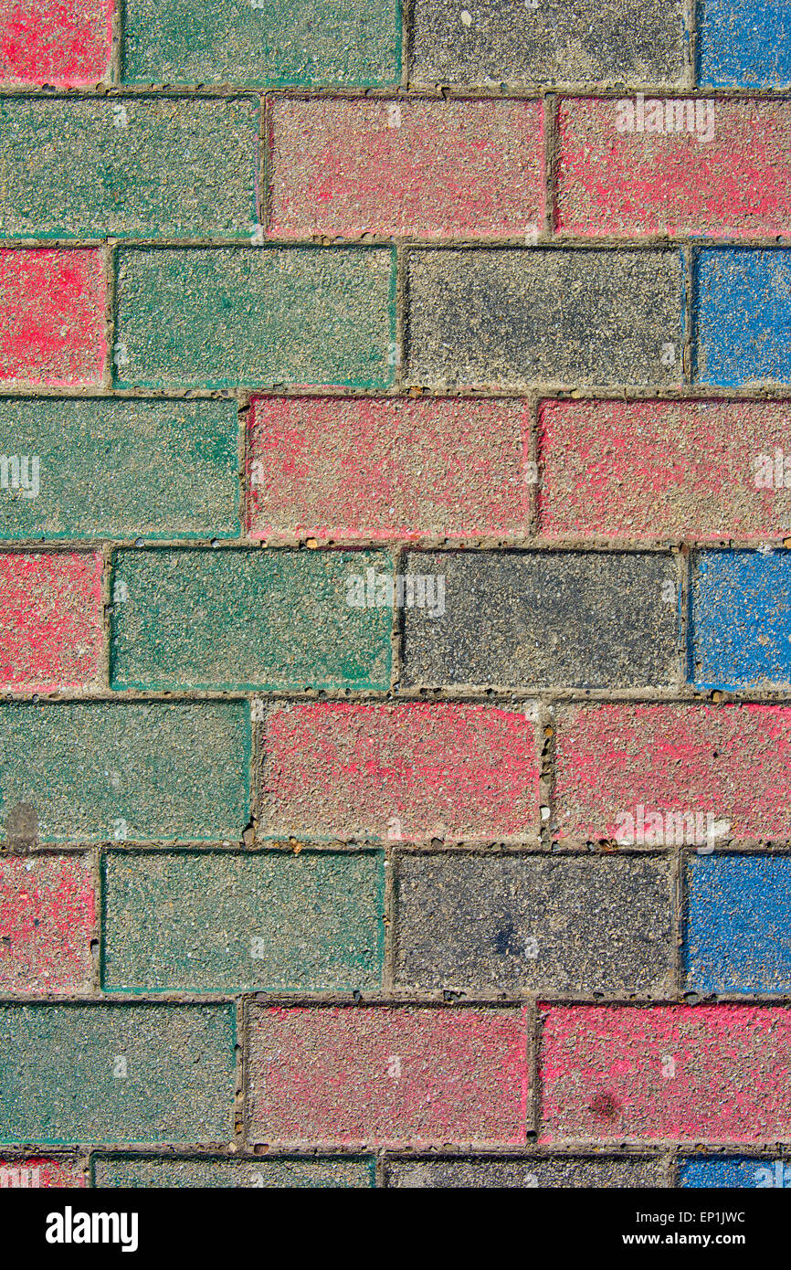 Chalk colored bricks on footpath - background or texture Stock Photo ...