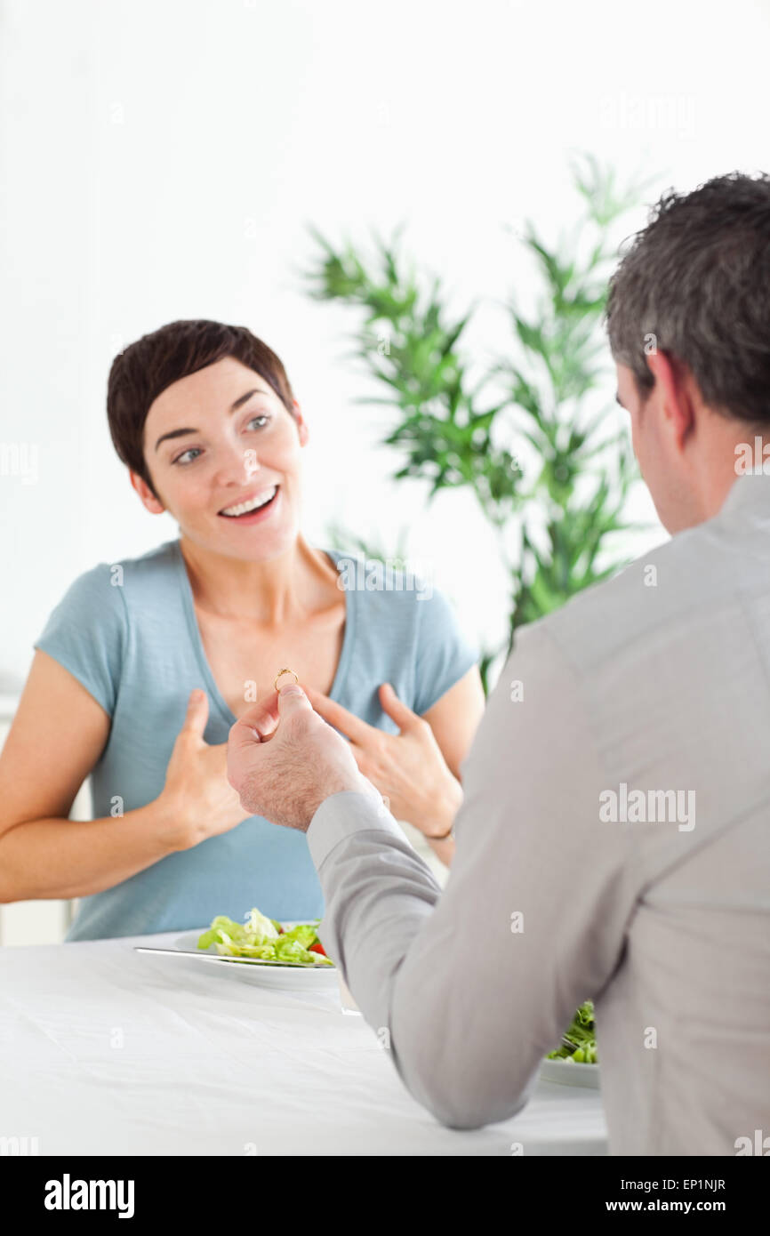 Man proposing girlfriend during dinner hi-res stock photography and ...