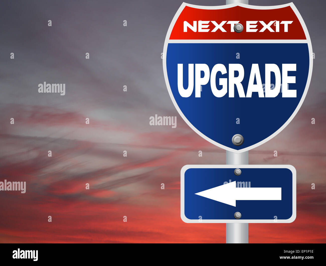 Upgrade road sign Stock Photo - Alamy
