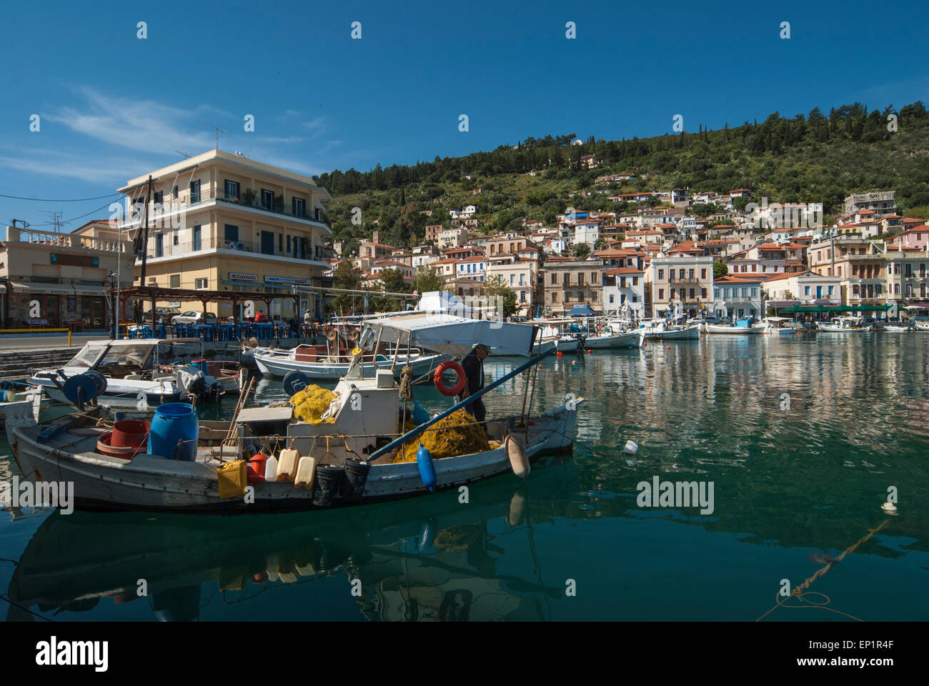 Boats in the harbor of Gytheio in Greece Stock Photo - Alamy