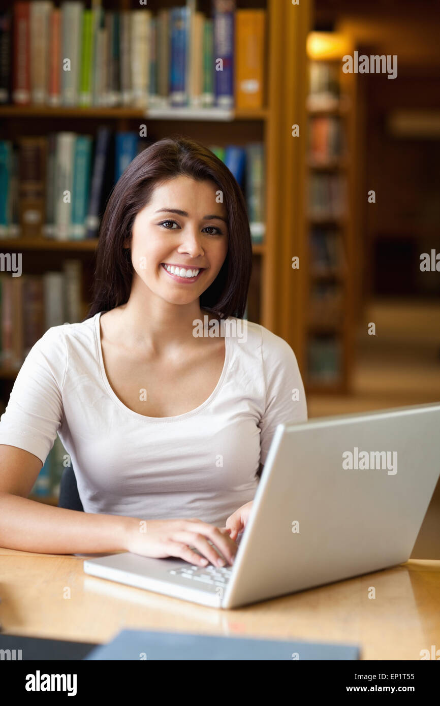 Portrait of a student with a laptop Stock Photo - Alamy