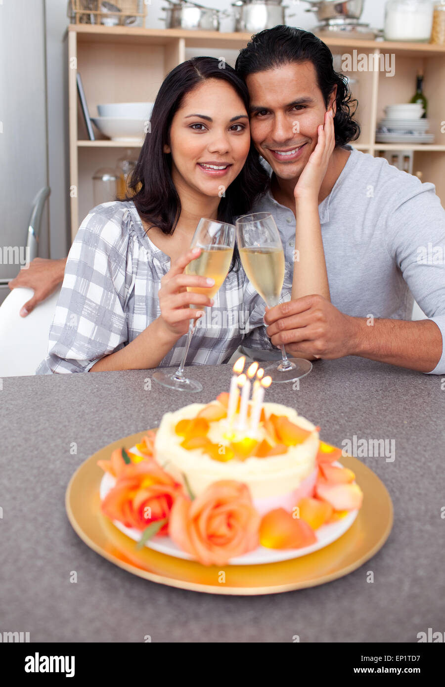 Intimate couple celebrating Stock Photo - Alamy