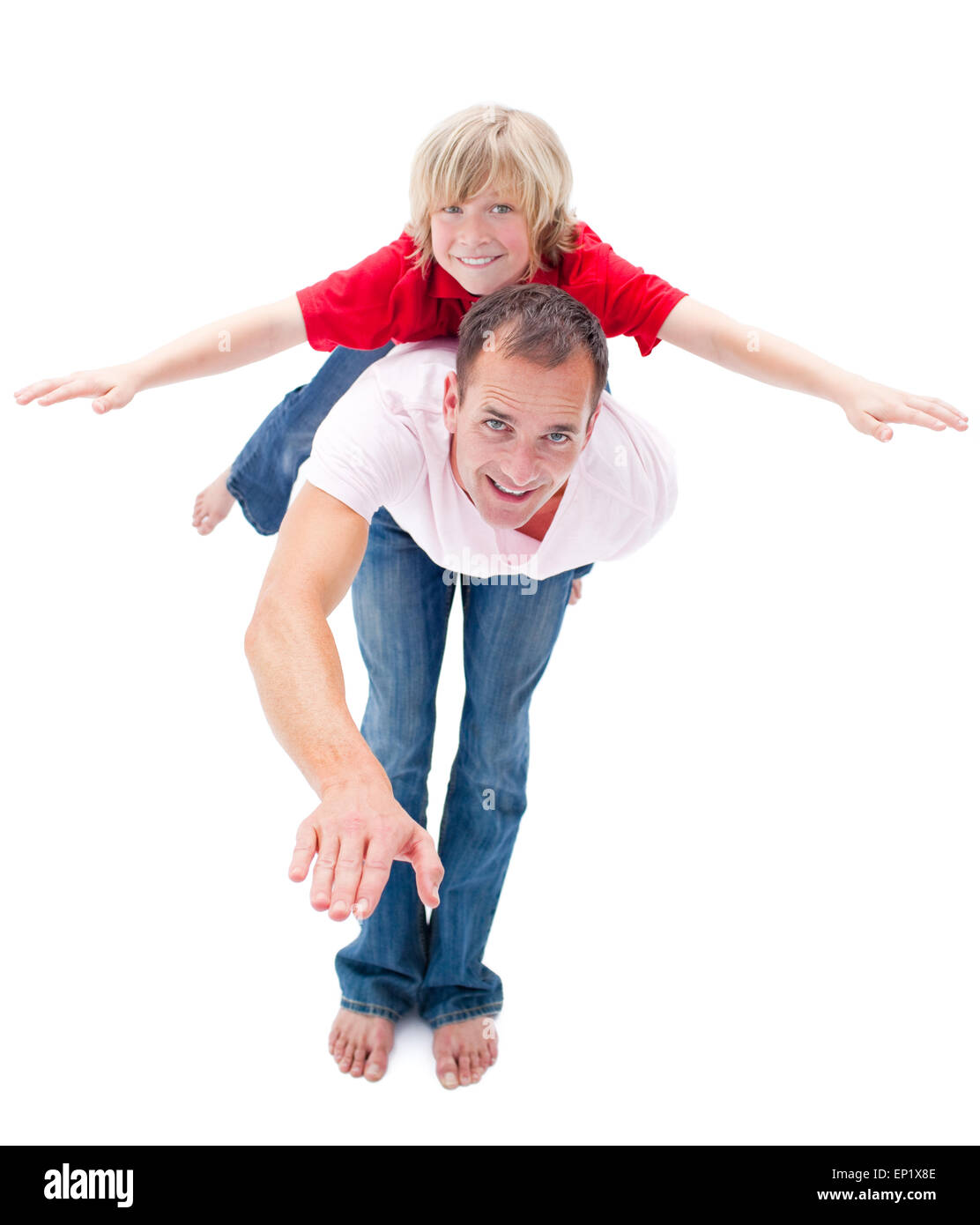 Adorable child enjoying piggyback ride with his father Stock Photo - Alamy