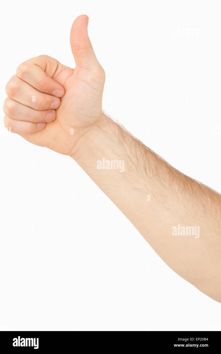 Side view of male thumb up Stock Photo - Alamy