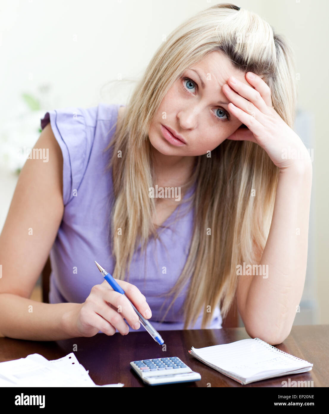 Stressed woman having financial problems Stock Photo - Alamy