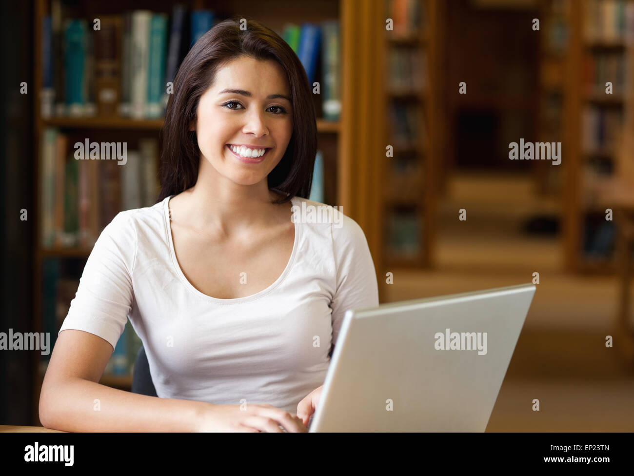 Student with a laptop Stock Photo - Alamy