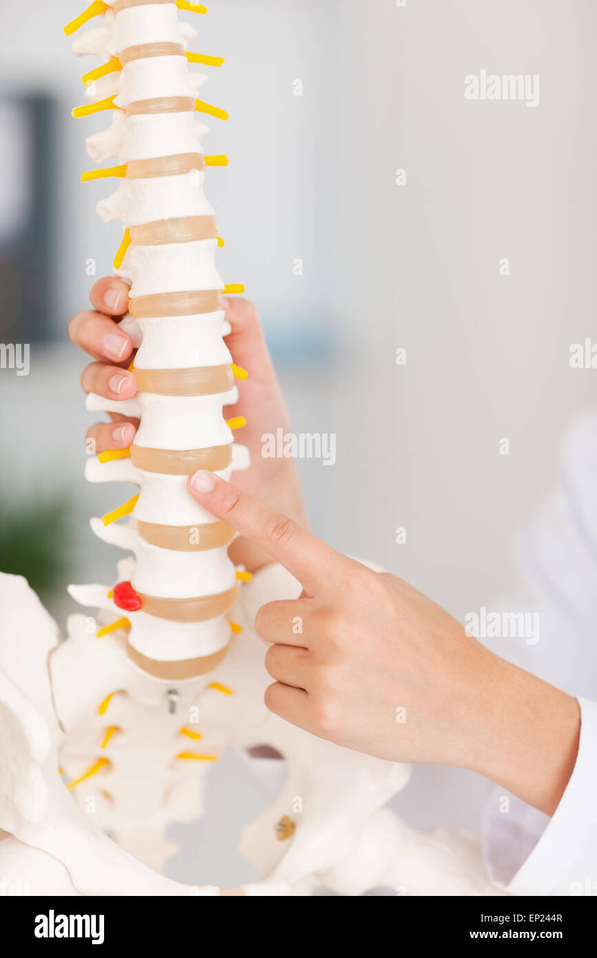 A finger pointing at bone in spine Stock Photo - Alamy