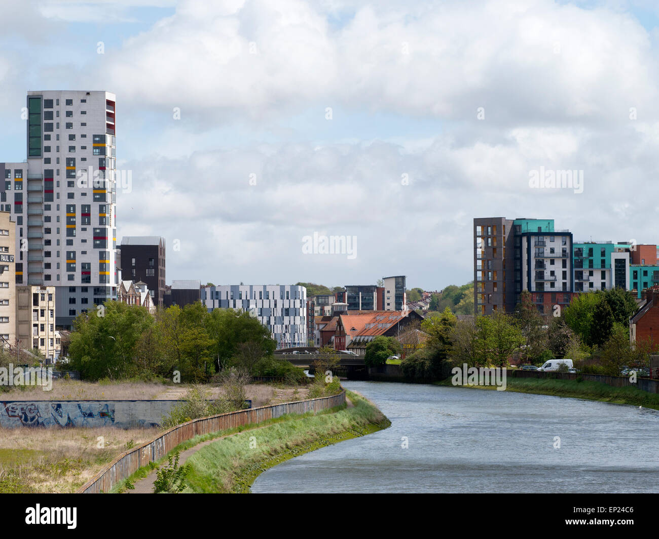 River Orwell in Ipswich Suffolk, England. Looking towards the Ipswich ...