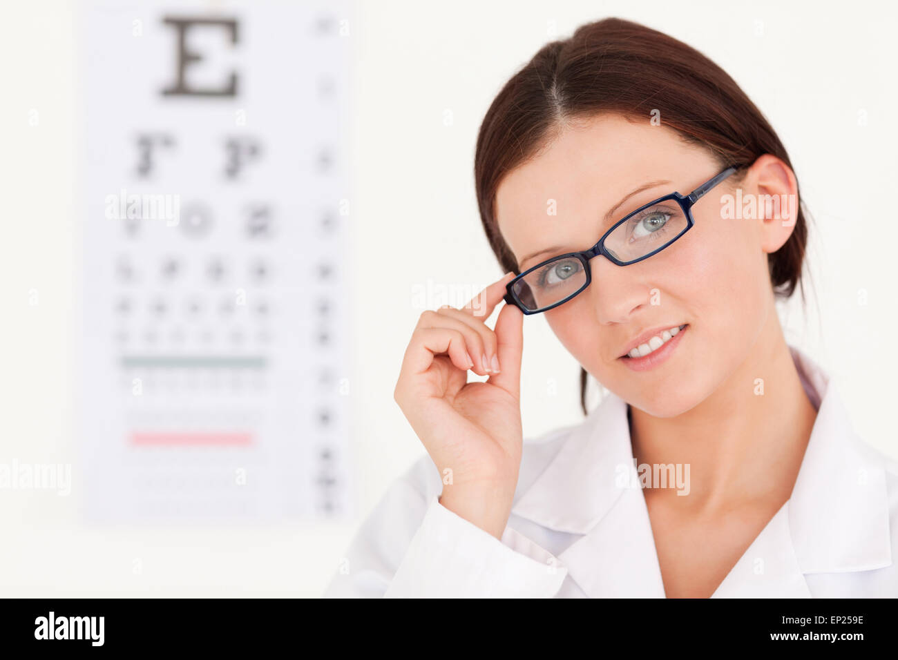 A female optician with glasses Stock Photo - Alamy