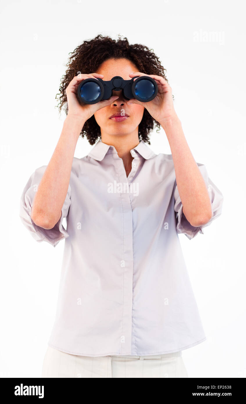 African woman looking through binoculars hi-res stock photography and ...