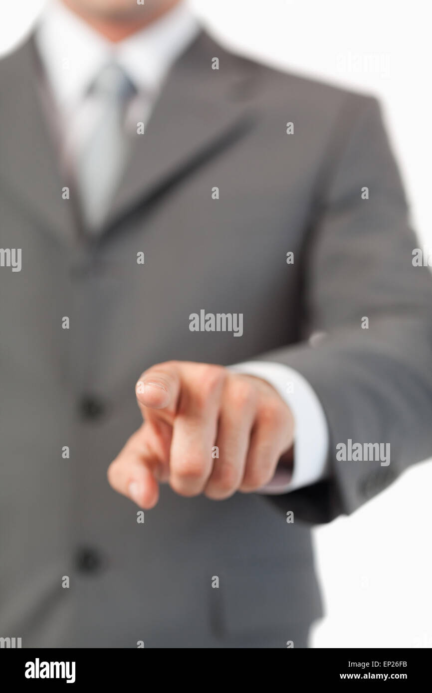 Close up of masculine finger pressing a invisible touchscreen Stock ...