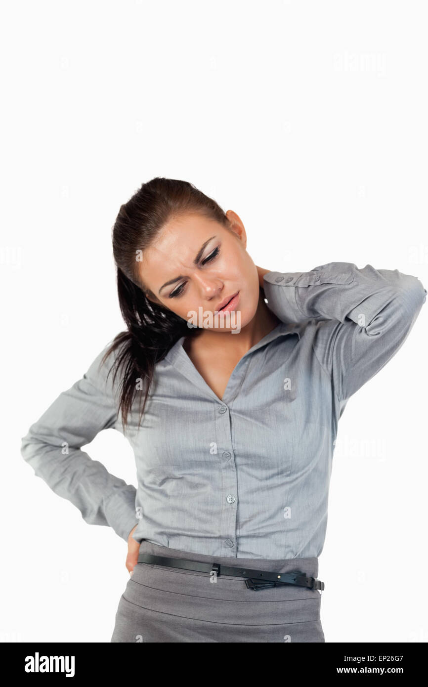 Portrait of a gorgeous businesswoman having back pain Stock Photo - Alamy