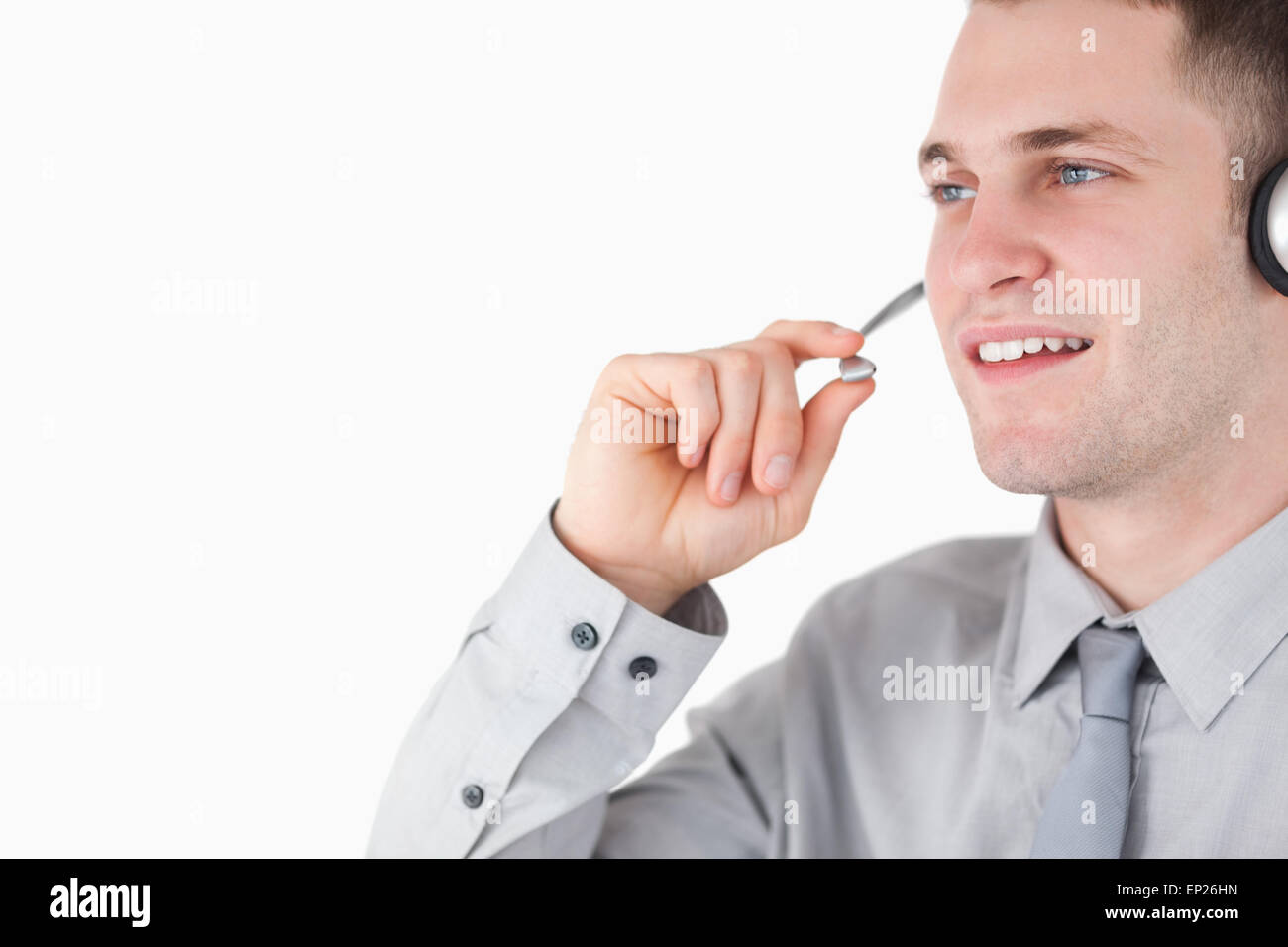 Assistant using a headset Stock Photo - Alamy
