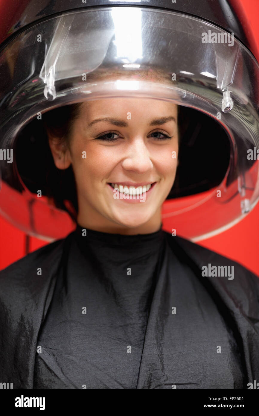 Portrait student under hairdressing machine hi-res stock photography ...