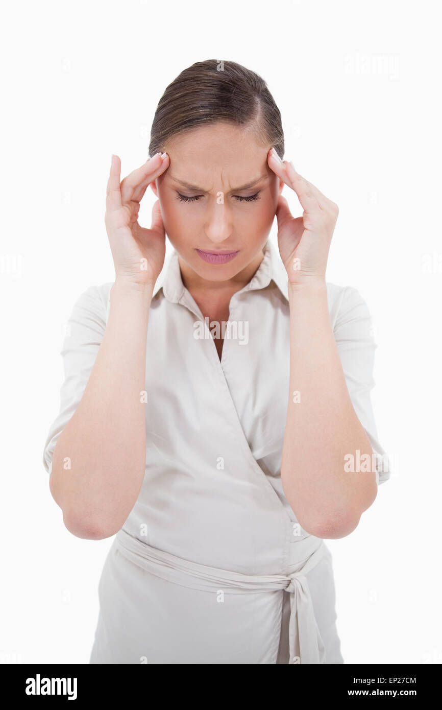 Portrait of a businesswoman having a headache Stock Photo - Alamy