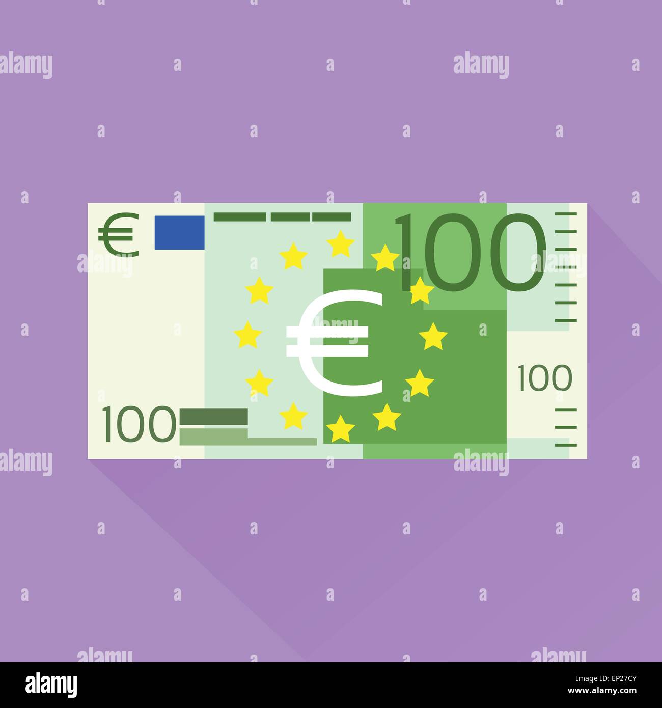 Euro Banknote Flat Design with Shadow Vector Stock Vector Image & Art ...