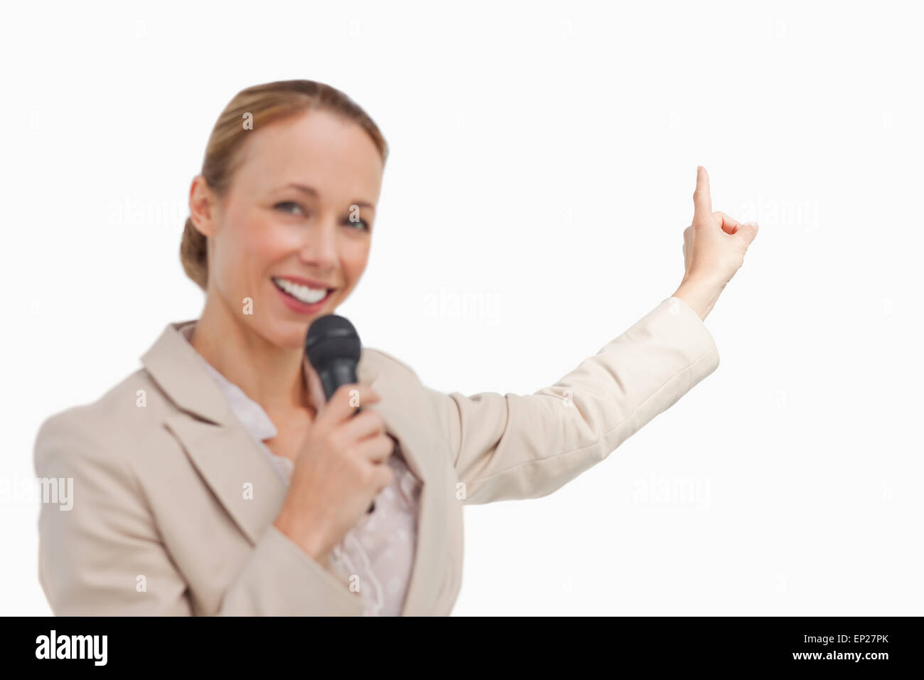 Person gesturing behind microphone hi-res stock photography and images ...