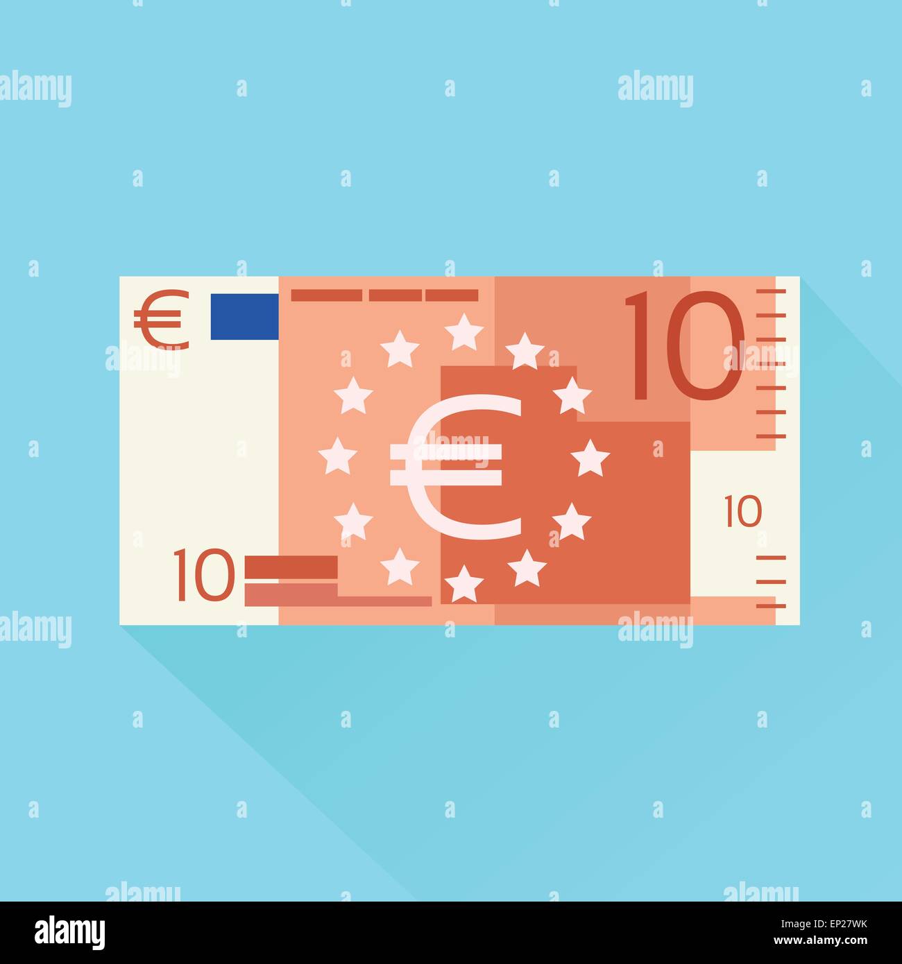 Euro Banknote Flat Design with Shadow Vector Stock Vector Image & Art ...