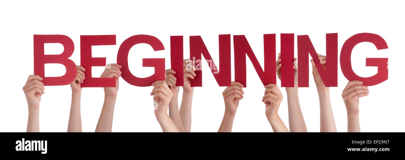 People Hands Holding Red Straight Word Beginning Stock Photo - Alamy