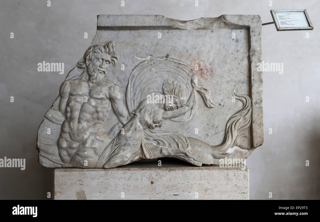Relief with centaur and nymph. Marble. 1st century AD. Rome. National ...