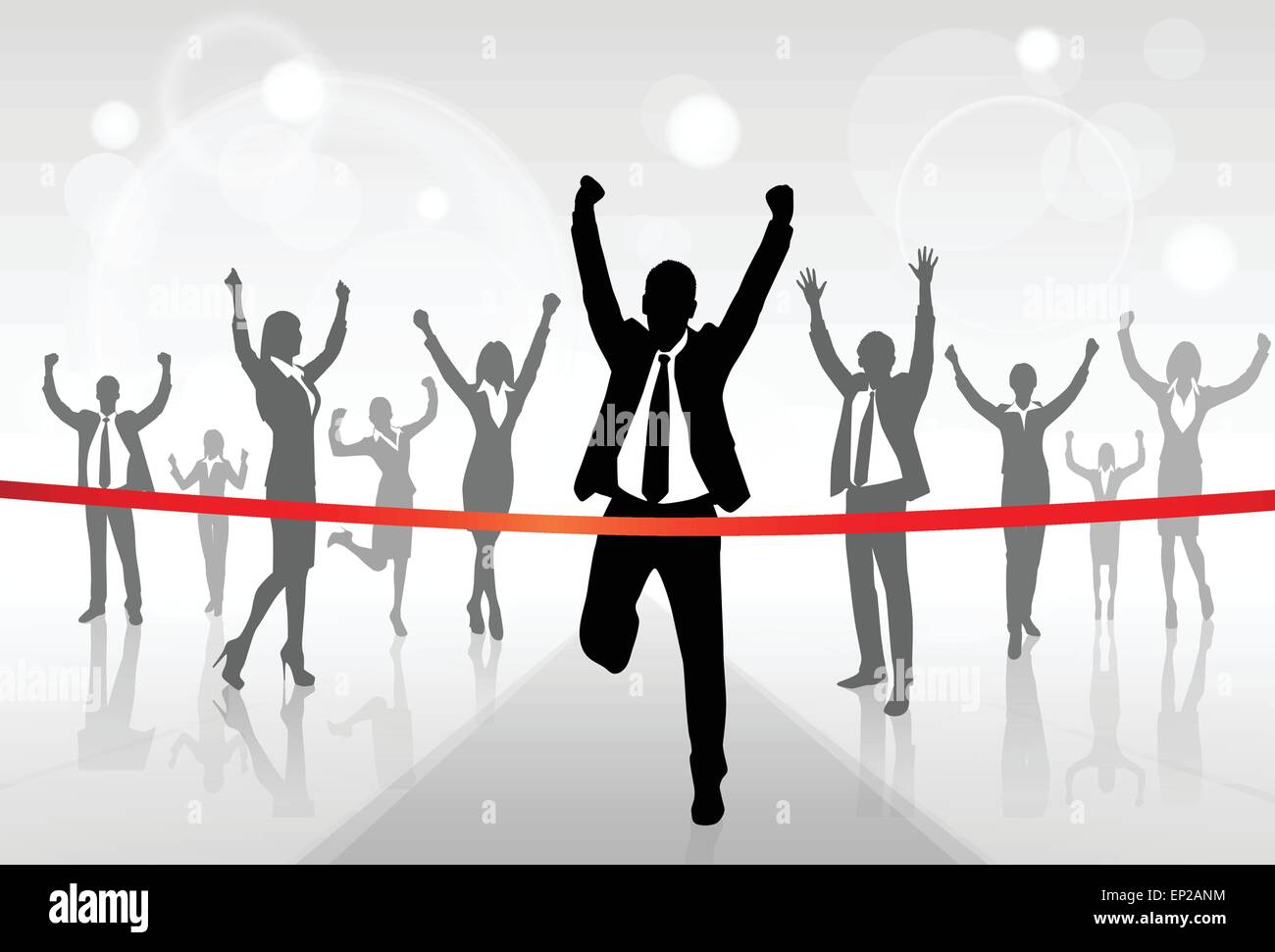 Running Businessman Crossing Finish Line Win Success Stock Vector Image ...