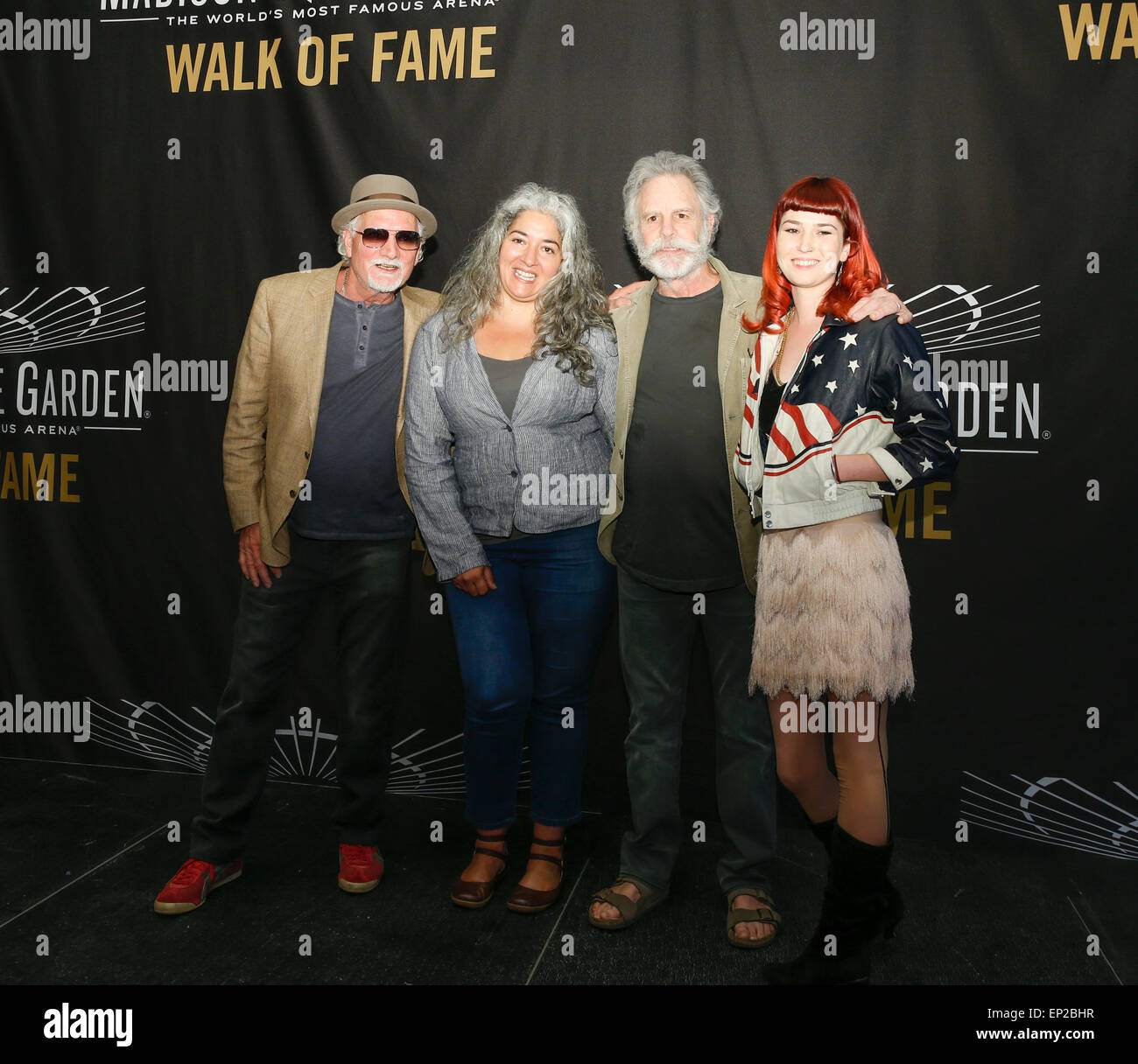 New York, NY - May 11, 2015: Bill Kreutzmann, Trixie Garcia, Bob Weir, Reya Hart attend the ...