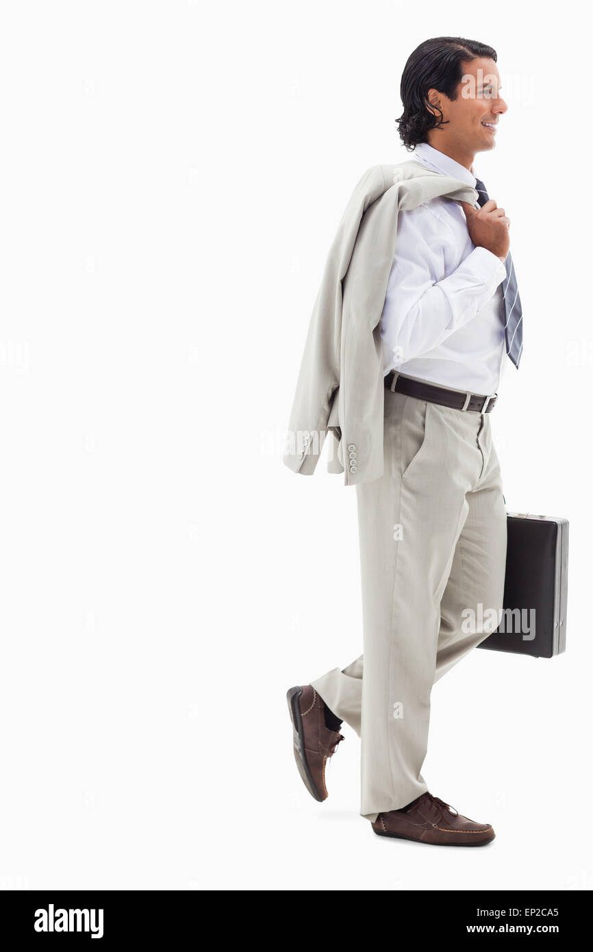 Portrait of a smiling businessman going to work Stock Photo - Alamy