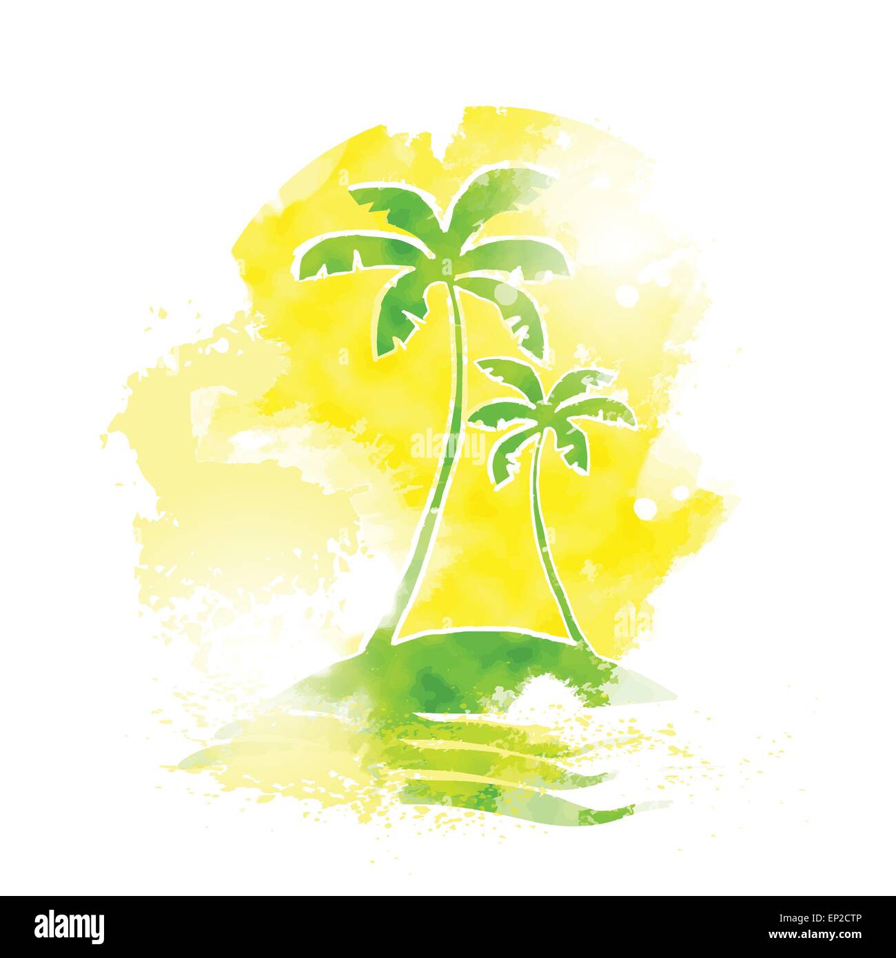 Palm Tree Tropical Island Water Grunge Color Summer Stock Vector Image ...