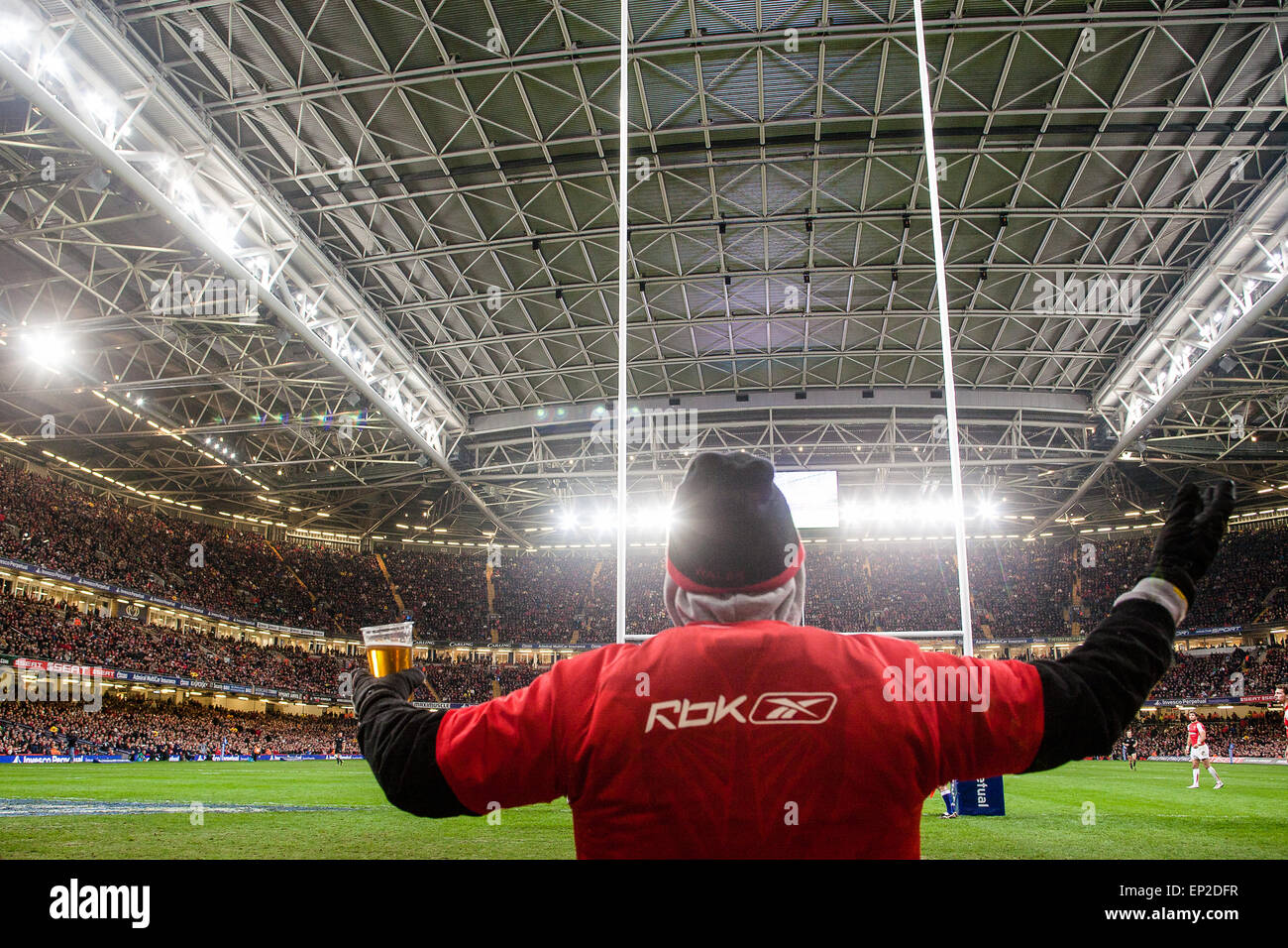 Noise particularly loud as roof closed for the rugby match hi-res stock ...