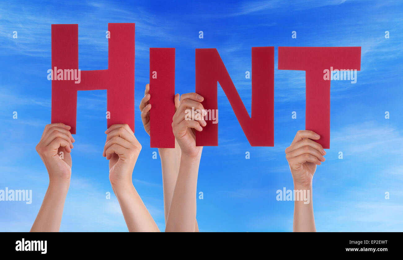 Hands Holding Red Straight Word Hint Blue Sky Stock Photo - Alamy