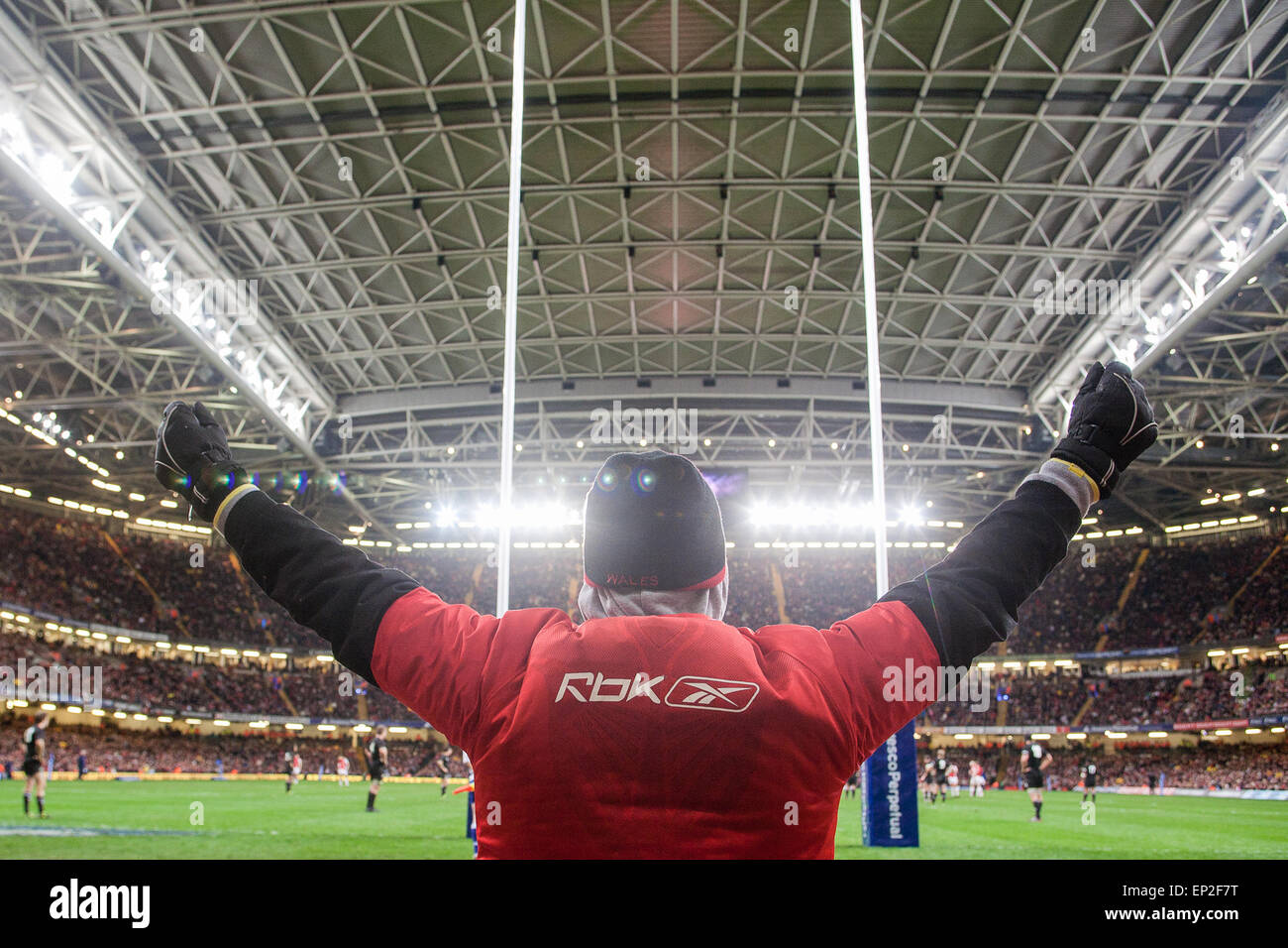 Noise particularly loud as roof closed for the rugby match hi-res stock ...