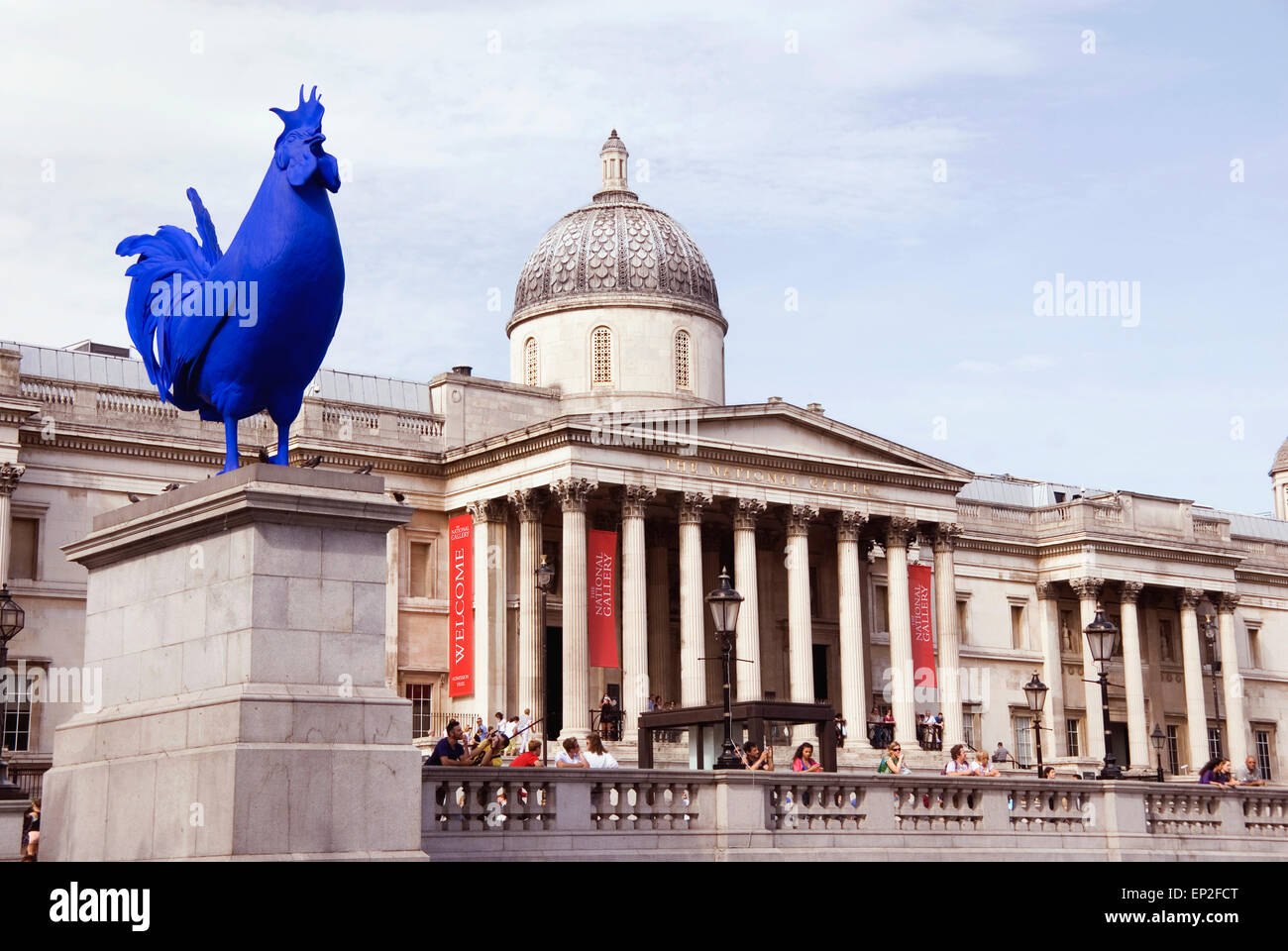 London 20 Aug 2013 : Hahn/Cock a giant blue cockerel statue by ...