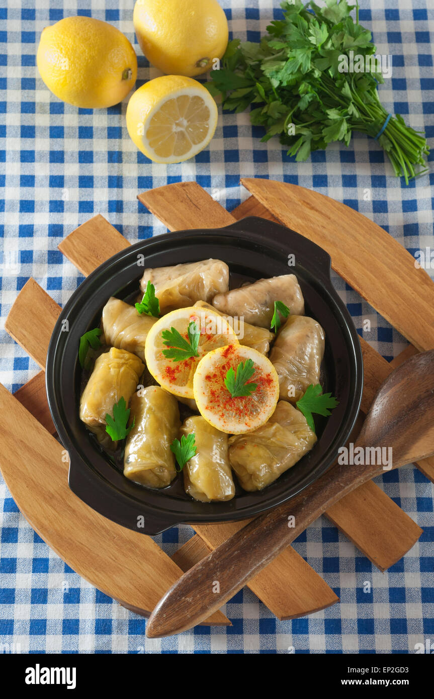 Sarma. Stuffed cabbage leaves. Turkish Balkan food Stock Photo - Alamy