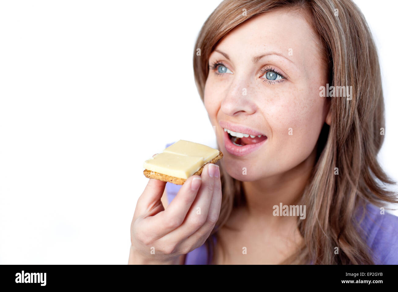Woman eating hard food hi-res stock photography and images - Alamy