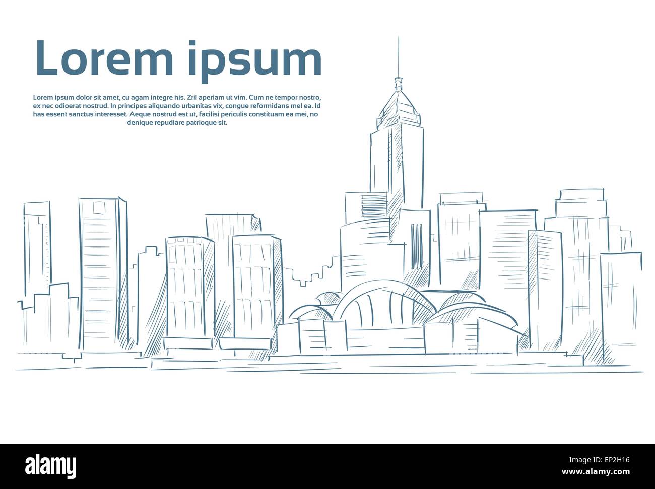 City Skyscraper Sketch View Cityscape Skyline Vector Stock Vector Image ...