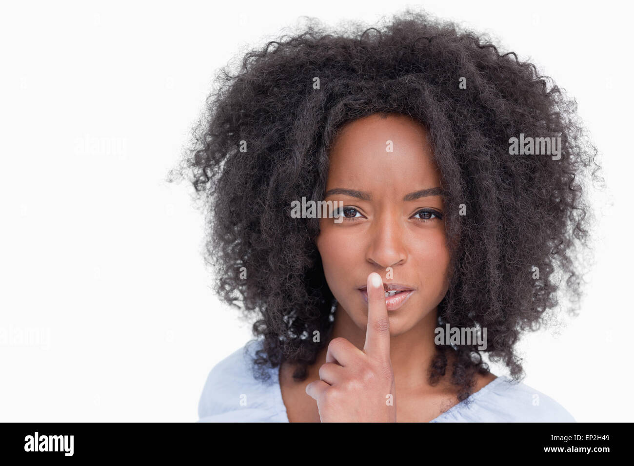 Telling person to be quiet hi-res stock photography and images - Alamy