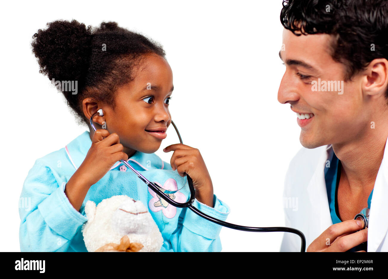 A doctor and his patient playing with a stethoscope Stock Photo - Alamy