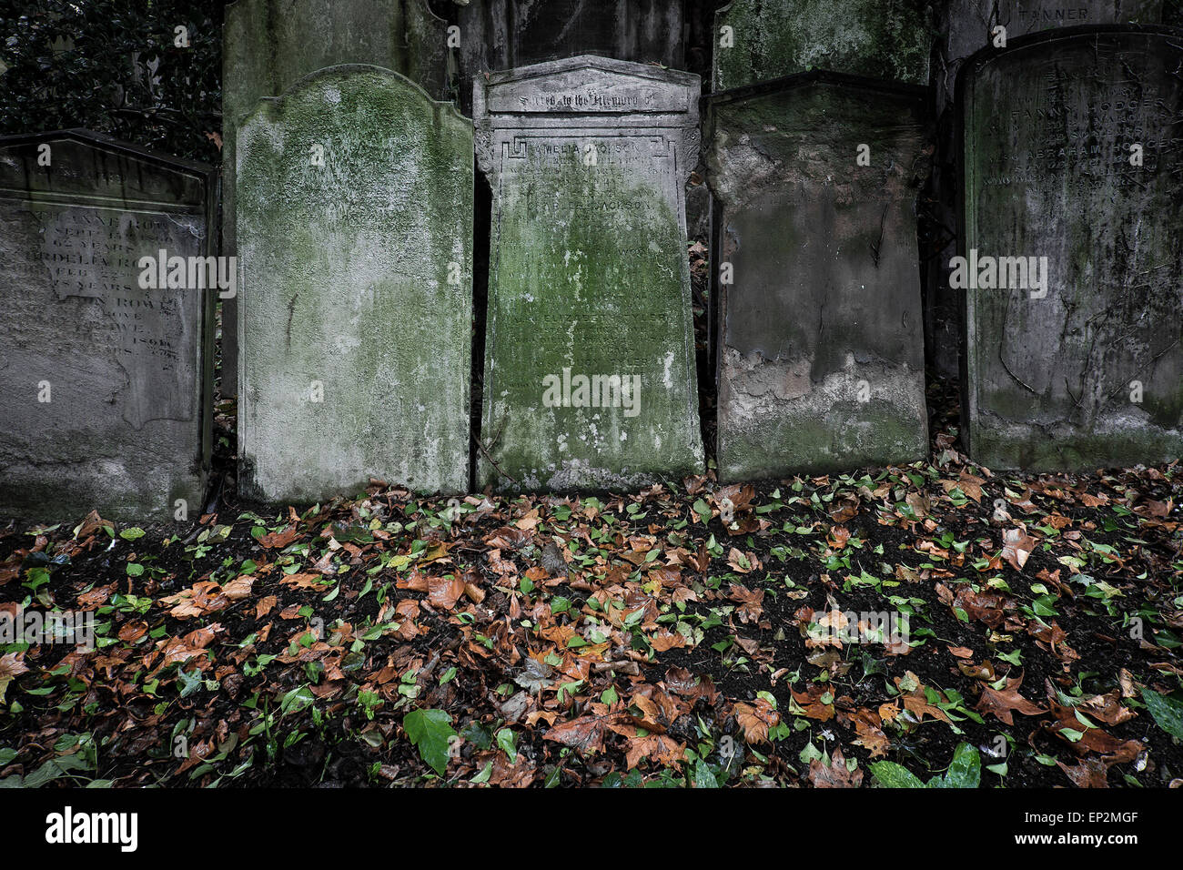 Gravestones in Tower Hamlets Cemetery in the East End of London Stock ...