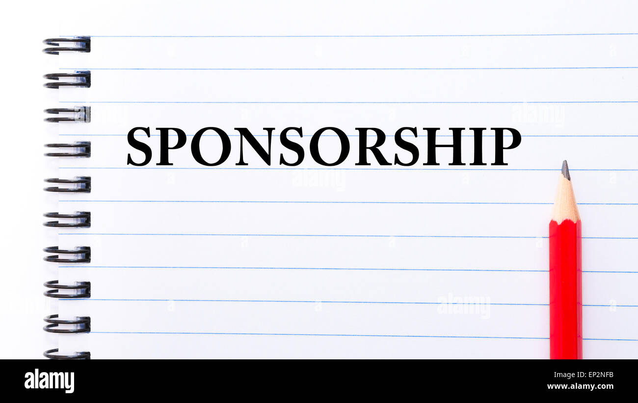 Sponsorship Text written on notebook page, red pencil on the right ...