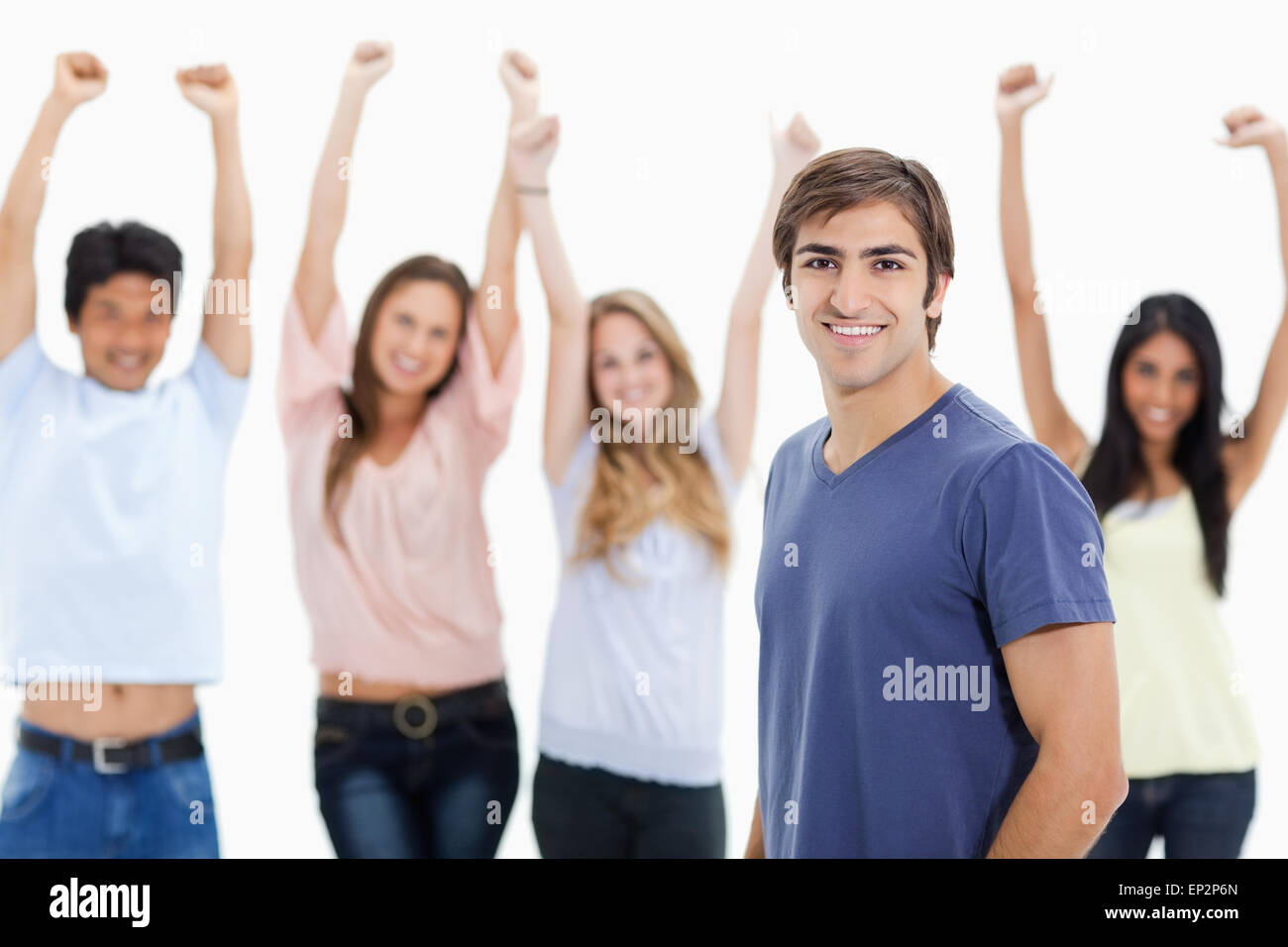 Indian man raising arms hi-res stock photography and images - Alamy