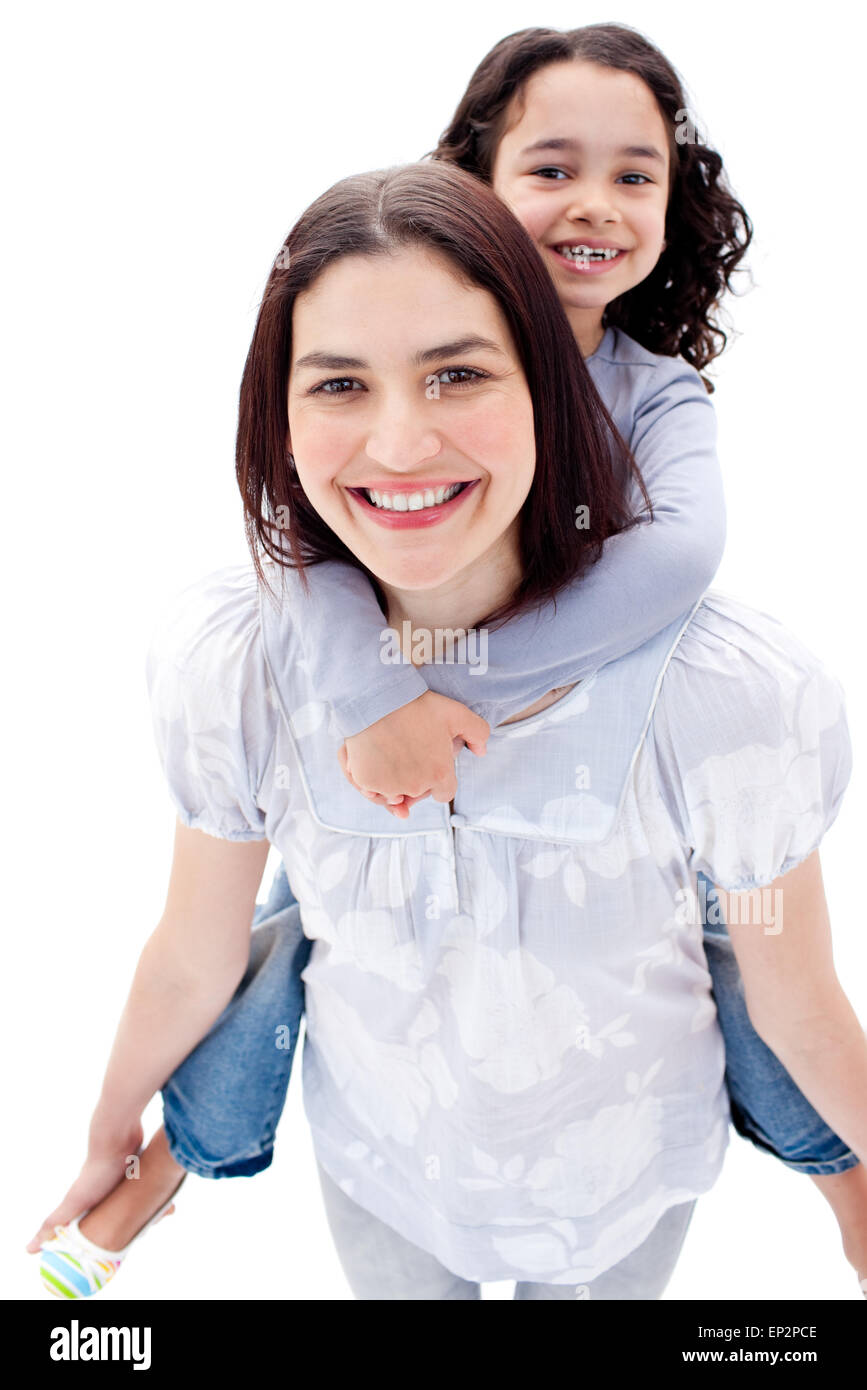 Close-up of mother giving her daughter piggyback ride Stock Photo - Alamy