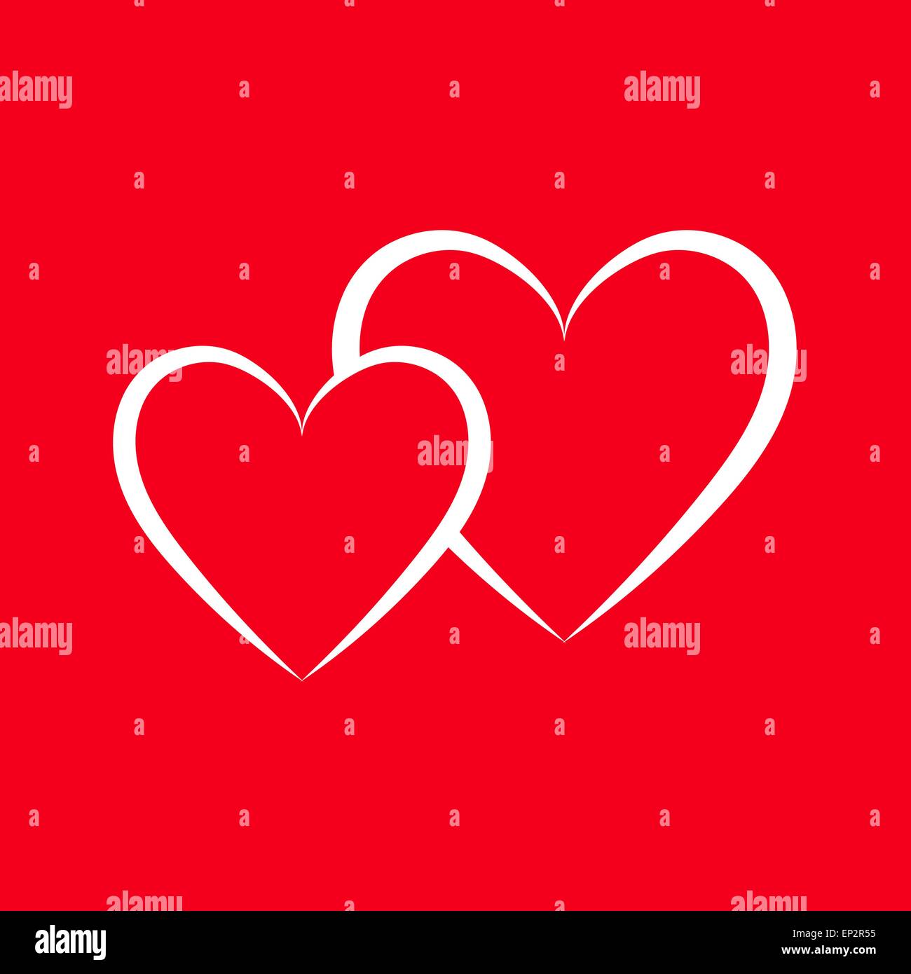 Two hearts on a red background. Vector illustration Stock Vector Image ...