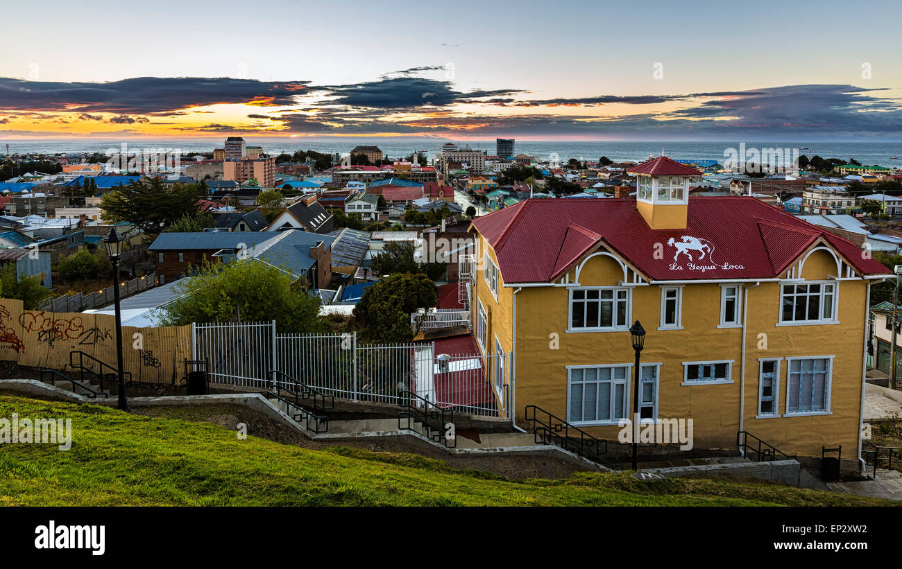 Chile, View of Punta Arenas at sunrise Stock Photo - Alamy