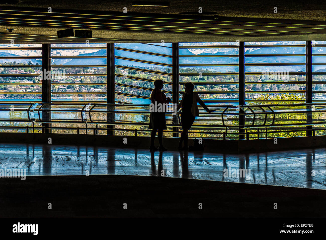 Switzerland, Geneva, small talk in the Palace of Nations Stock Photo ...