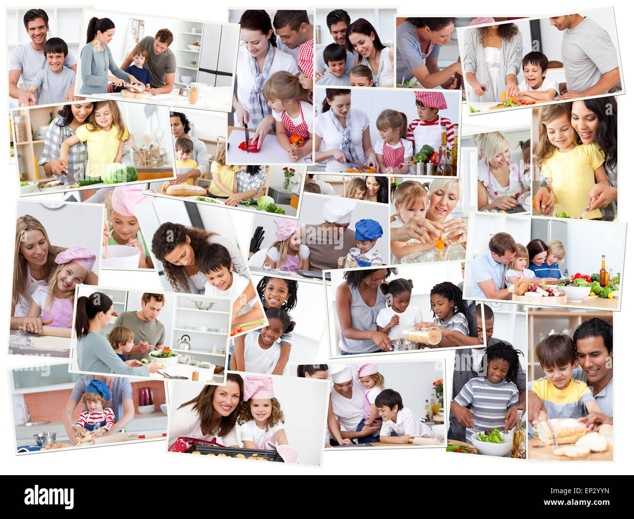 Collage of adults cooking with their children Stock Photo - Alamy