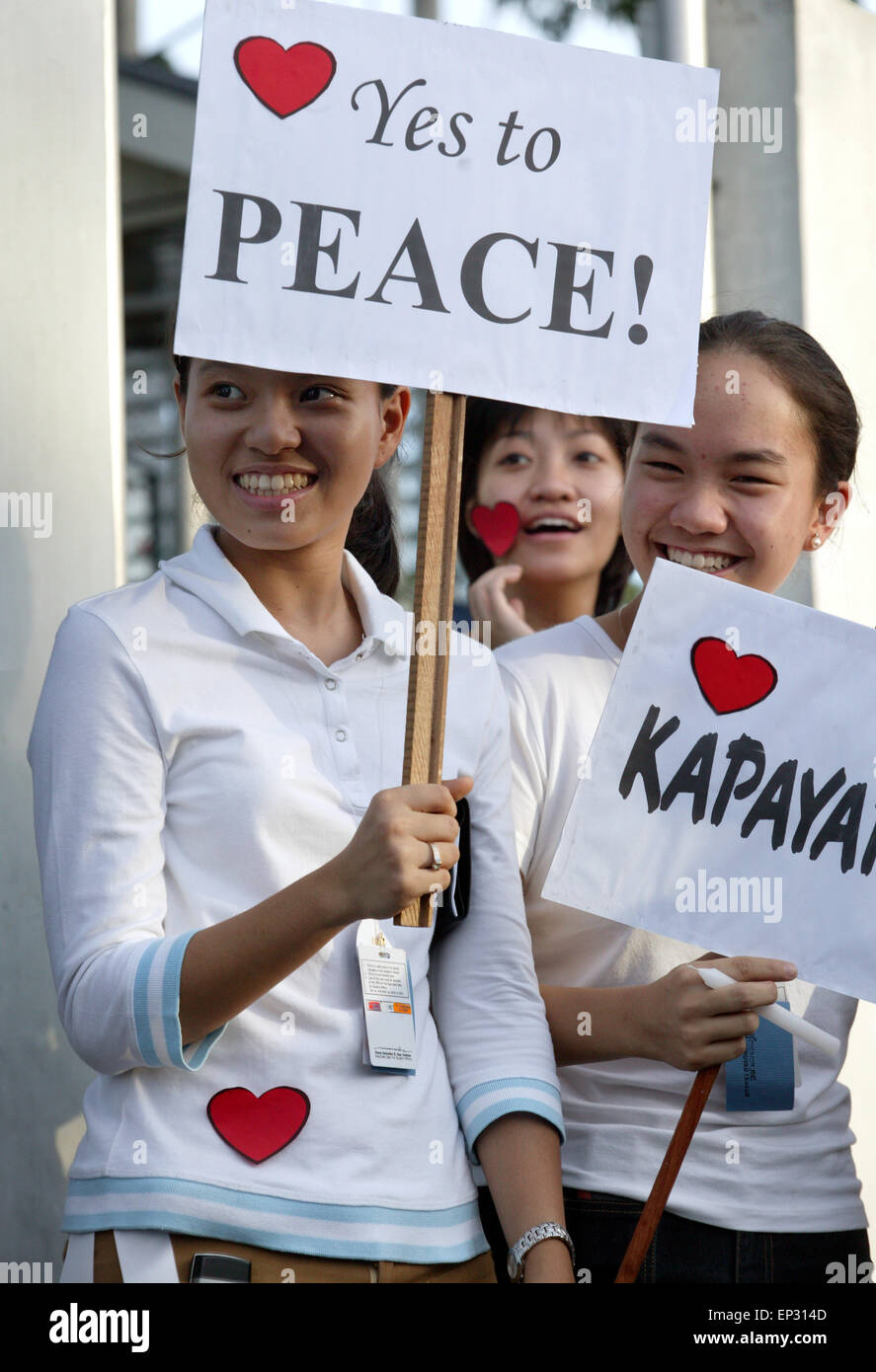 Students in the capital Manila at a peace demonstration, Manila, The ...
