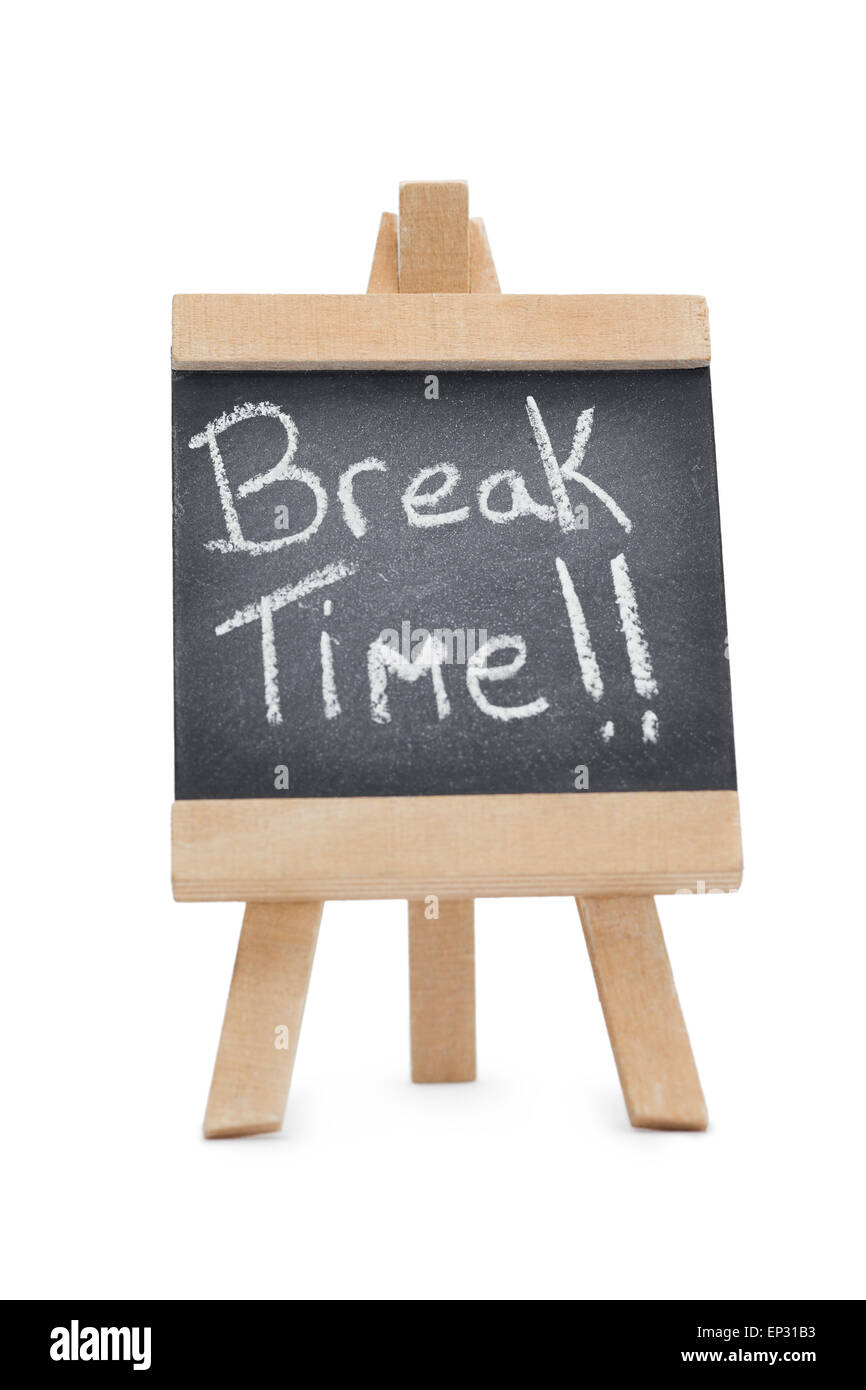 Chalkboard with the words break time written on it Stock Photo - Alamy