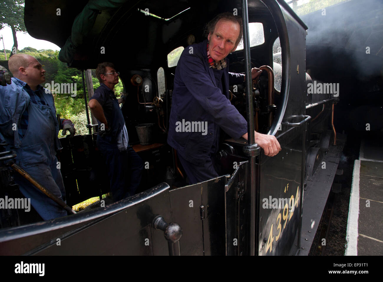 train driver on a steam locomotive at the Keighley and Worth Valley ...